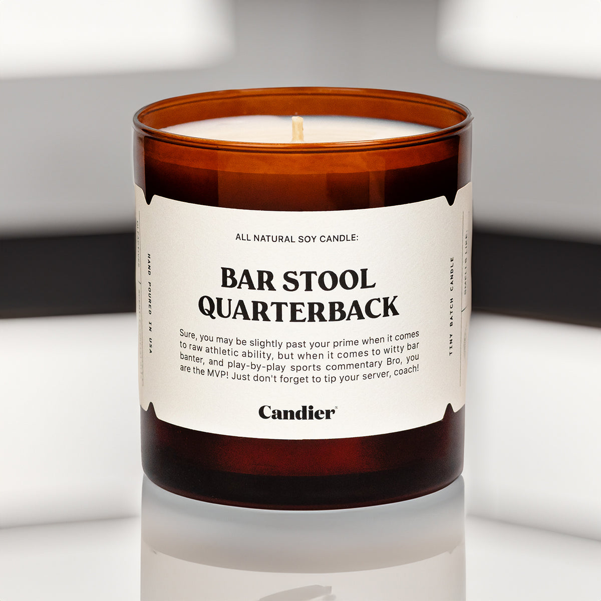 Bar Stool Quarterback Candle | Jasmine & Sandalwood Aroma