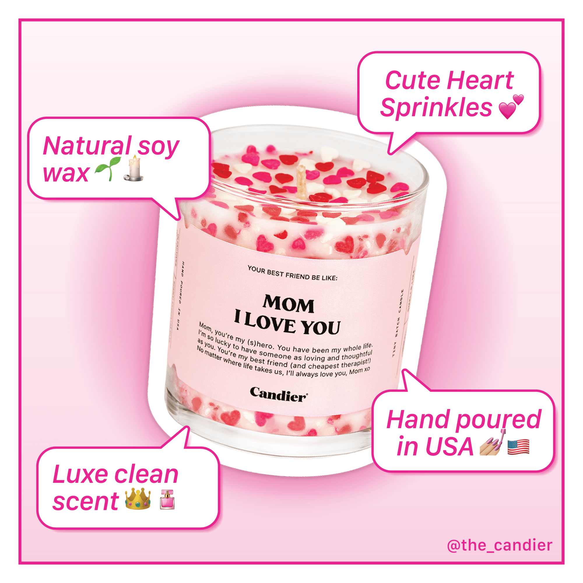 Mom I Love You Candle | Candier® Mothers Day Candles