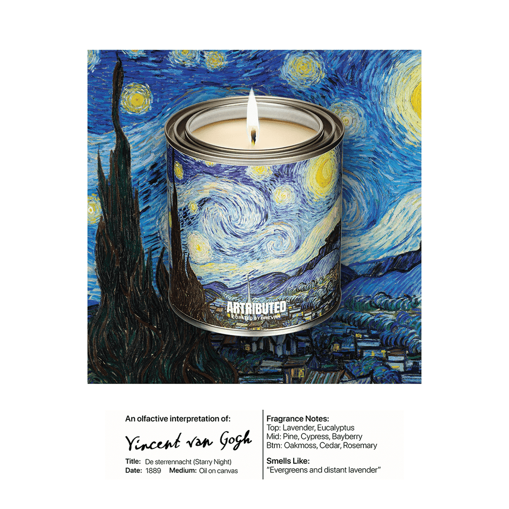 Van Gogh Starry Night Canvas Print Candle | Pine Scented