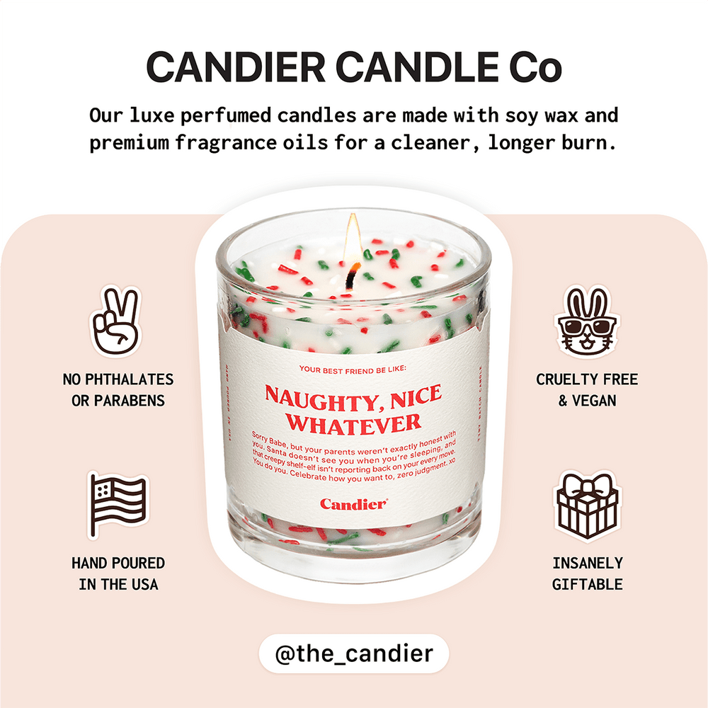Christmas Candles | Candier Naughty Nice Whatever Sprinkle Candle